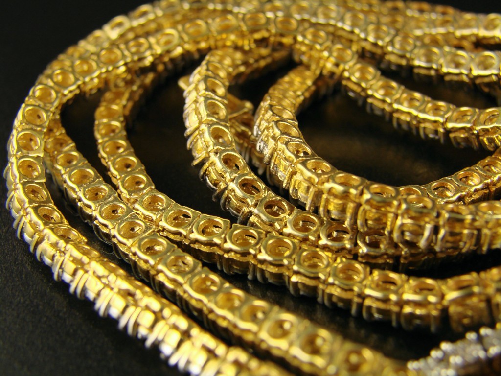 new_york_jewels: MENS 1 ROW YELLOW GOLD FINISH DIAMOND CHAIN NECKLACE