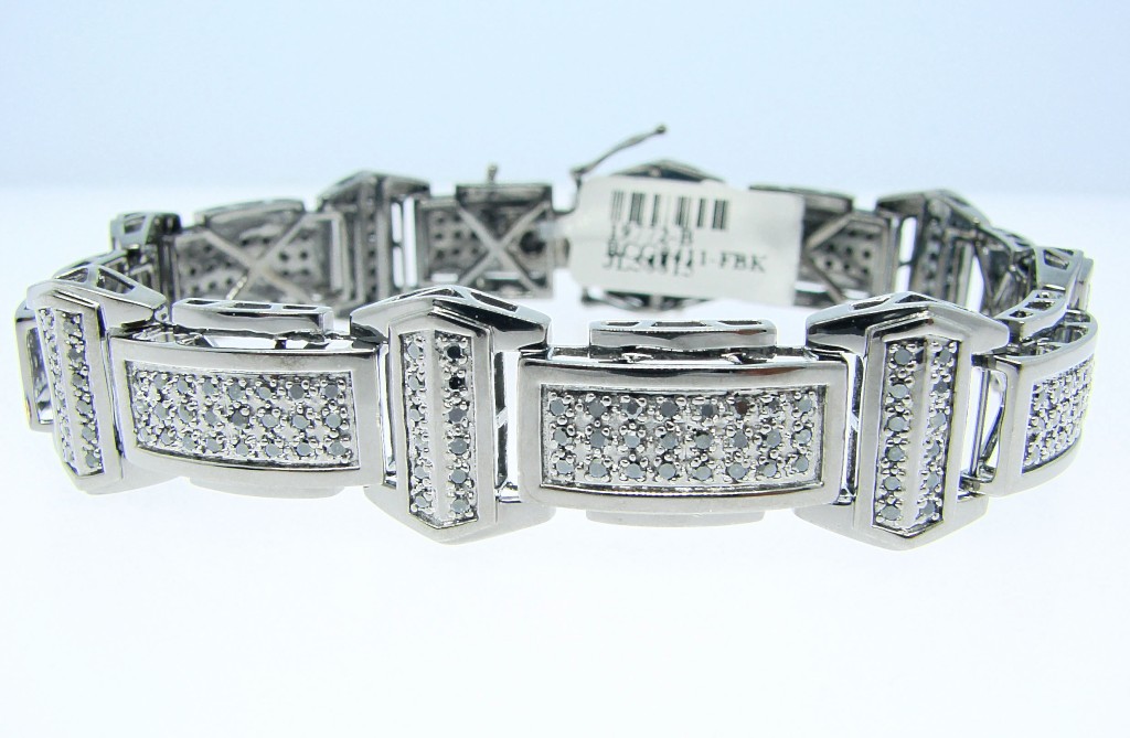 new_york_jewels: MENS FULL BLACK ON BLACK DIAMOND BRACELET BANGLE 3.65 C