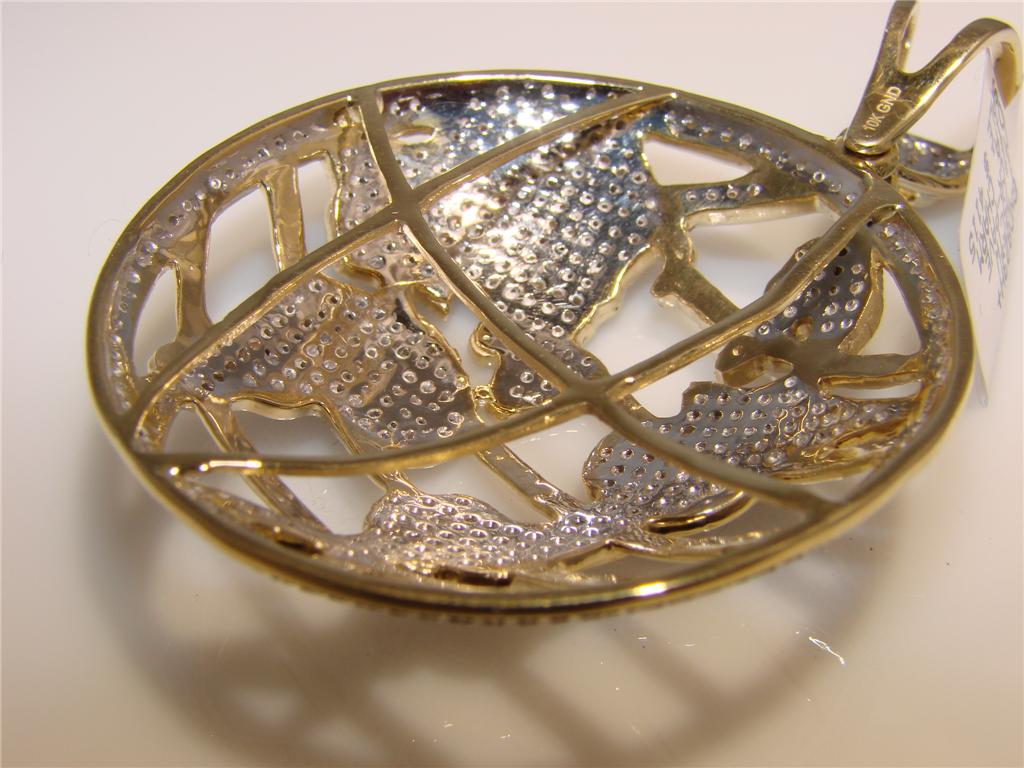 new_york_jewels: YELLOW GOLD GLOBE WORLD DIAMOND PENDANT CROSS - 2.30 CT
