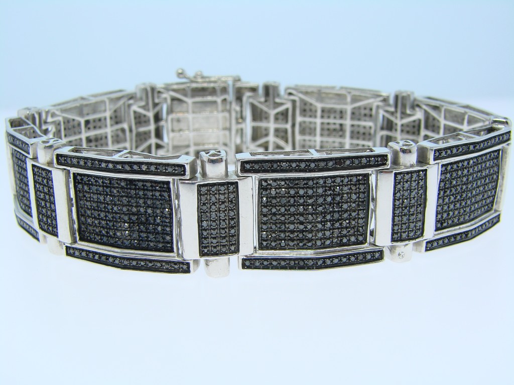 new_york_jewels: MENS FULL BLACK ON BLACK DIAMOND BRACELET BANGLE 5.64 C