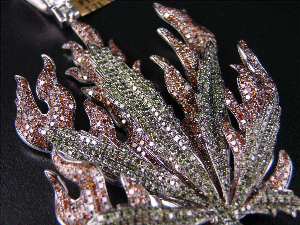 new_york_jewels: MENS MARIJUANA GREEN LEAF DIAMOND CHARM PENDANT 8.95 CT
