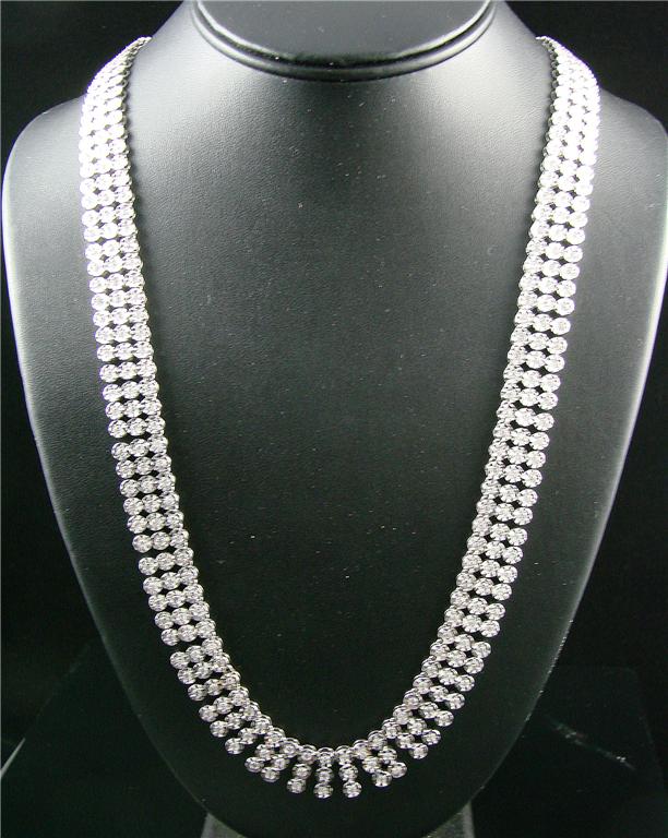 new_york_jewels: MENS WHITE GOLD 3 ROW SOLITAIRE DIAMOND CHAIN 21.5 CT