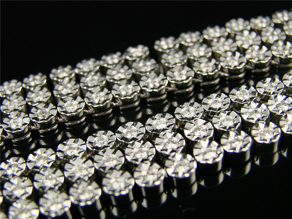 new_york_jewels: MENS WHITE GOLD 3 ROW SOLITAIRE DIAMOND CHAIN 21.5 CT