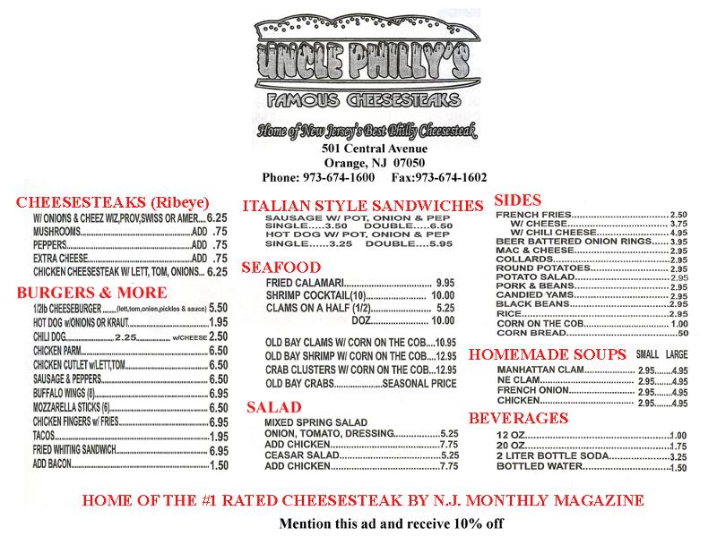 Orange You Glad You Ate In Orange?: Uncle Philly's Famous Cheesesteaks ...
