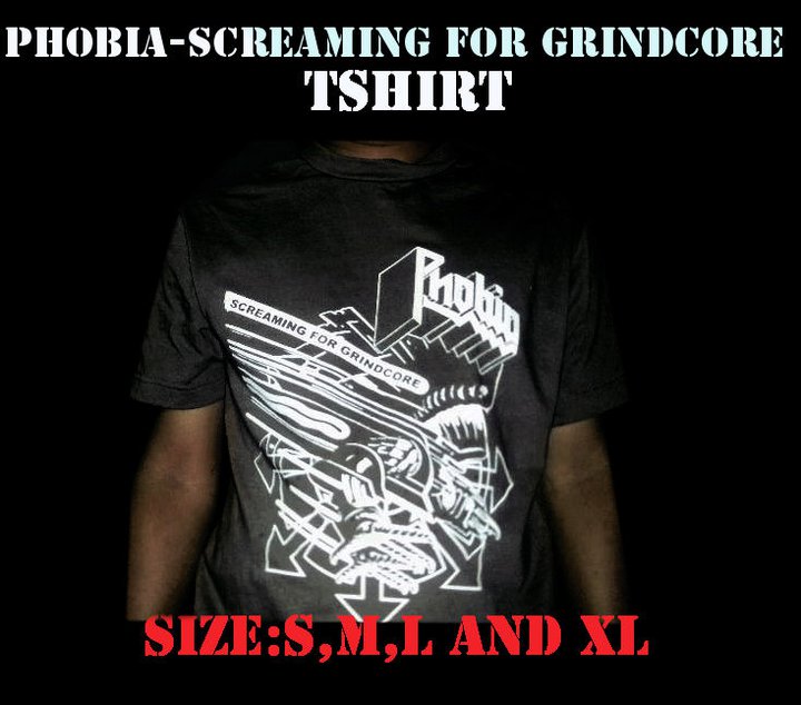 sinister merchandise: PHOBIA "Screaming For Grindcore" shirt