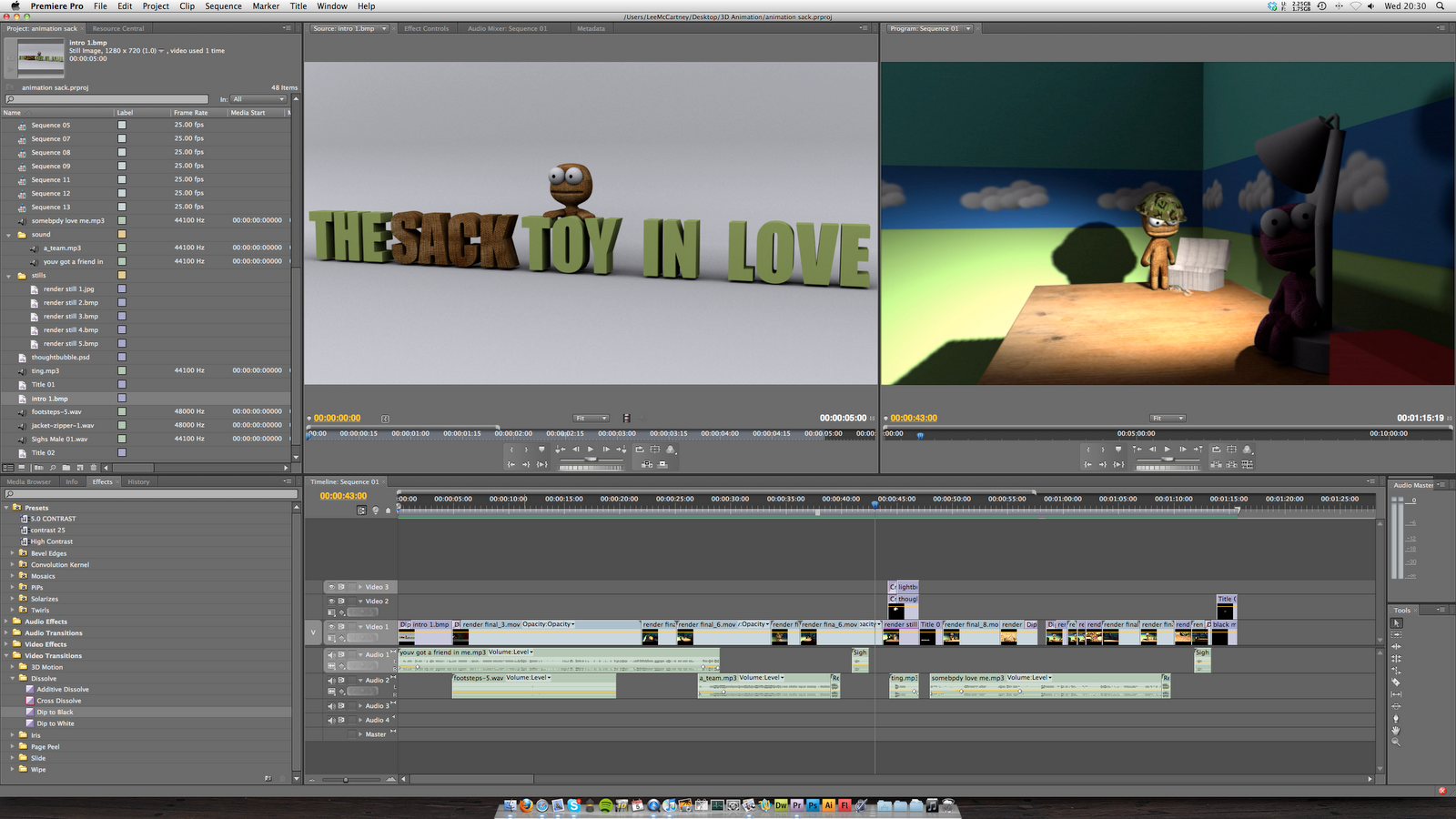 Editing in Premiere Pro - 3D Animation
