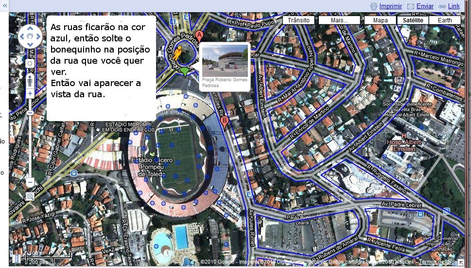 Runas Binarias: Novidade no Google Mapas, Vista da Rua