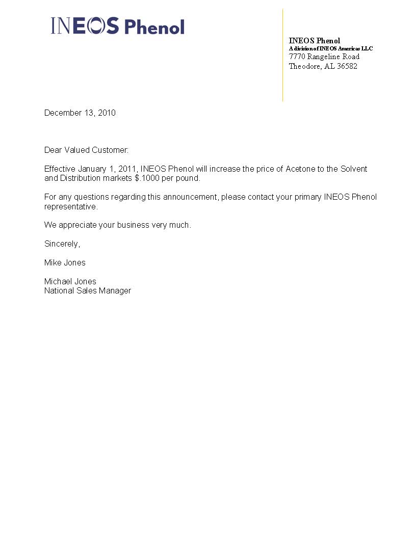 Chemical Market Info from RCU Chemical, LLC.: Ineos Acetone Increase Chemical Market Info from RCU Chemical, LLC.: Ineos Acetone Increase