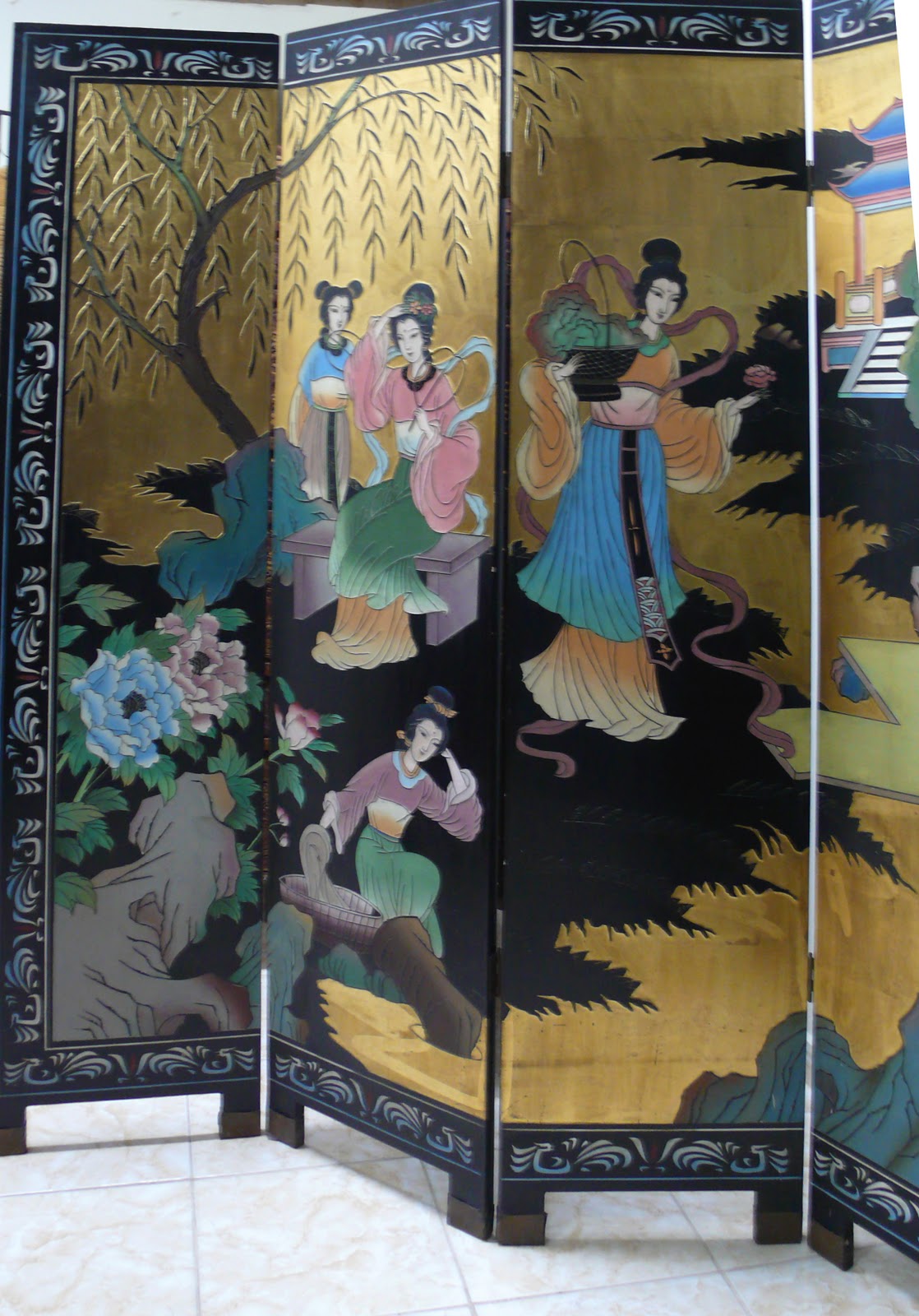 Tollare - Biombos: biombo japones de madeira entalhada