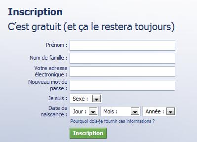 Inscription sur Facebook en français