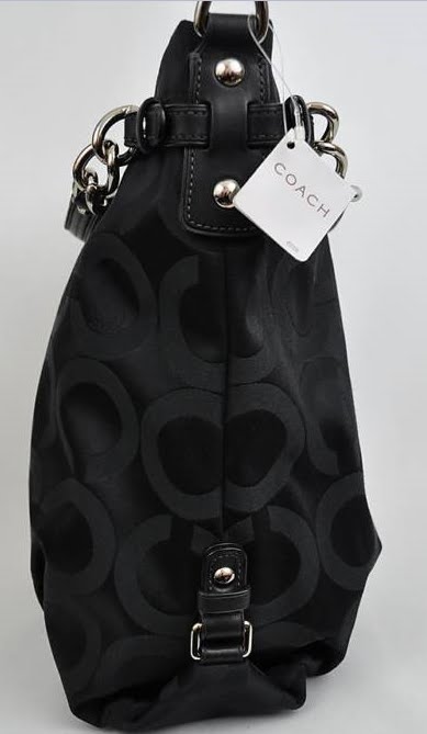Shopaholics: COACH Op Art Sateen Large Brooke Black Tote Handbag 14146