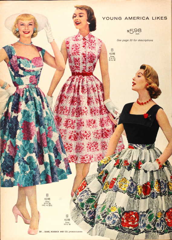 Blue floral dresses from 1955-57 | Ms1940McCall