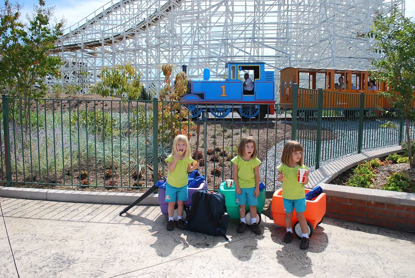 Two Kids Plus Trips!!: Six Flags: More Fun With Triplets!