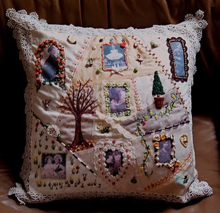 Pierrette's Stitching Gallery: Crazy Quilt Memory Pillow