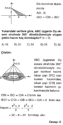 ÖSS&KPSS&DGS&ALES HAZIRLIK MATEMATİK SORU ÇÖZÜMLERİ: Koni Sorusu 1