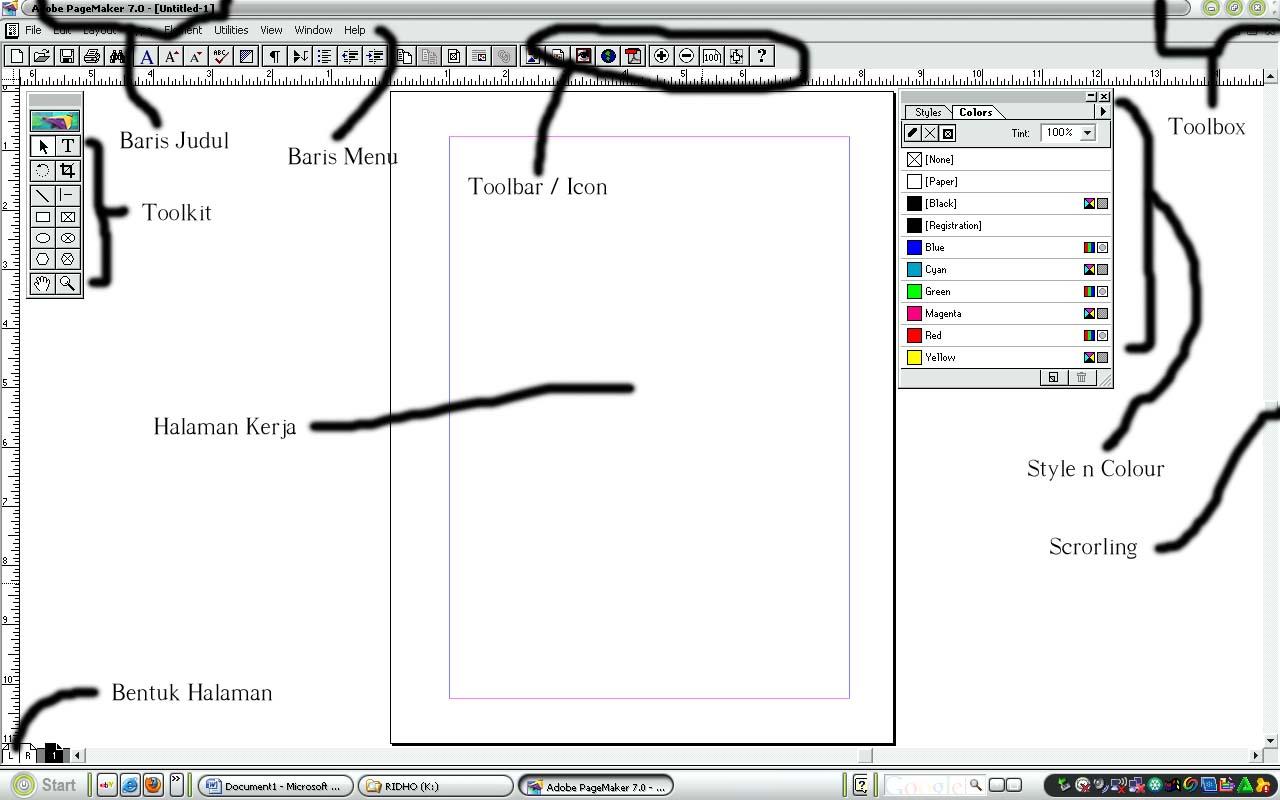 penjelasan adobe pagemaker 7.0 design tools