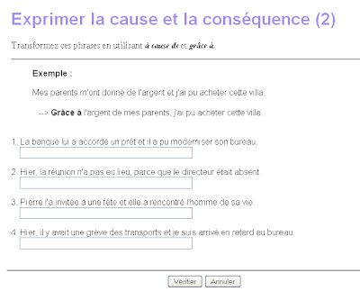 Le Journal de Français: Deux exercices sur la cause