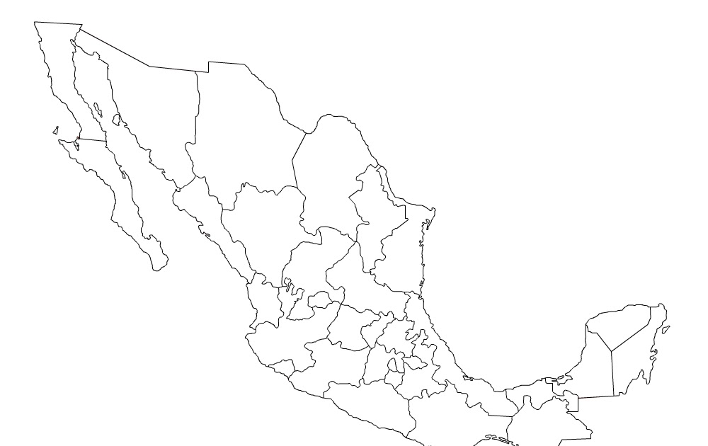 Mapa de Mexico: Mapa de Mexico en Blanco y Negro