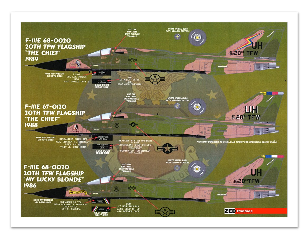 ZED Hobbies: Review: Afterburner Decals F-111E 20thTFW Upper Heyford 1/48