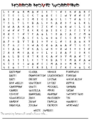 The Puzzle Hub: Horror Movie Wordfind!