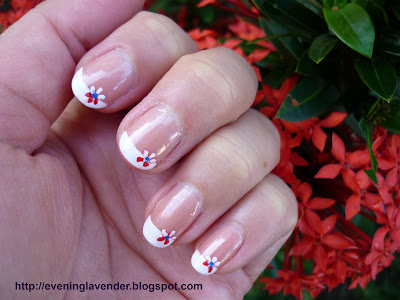 Evening Lavender: French Manicure with flower (LAV 008)