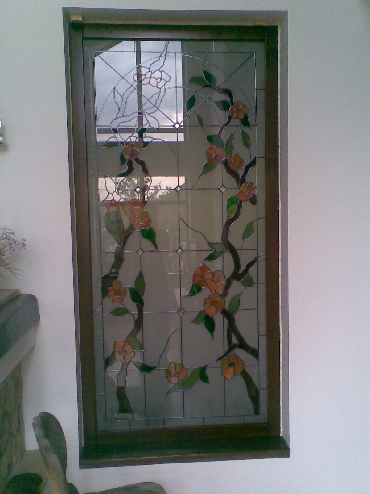 Portofoliu Vitralii Autentice: Vitraliu floral aplicat cu cristal