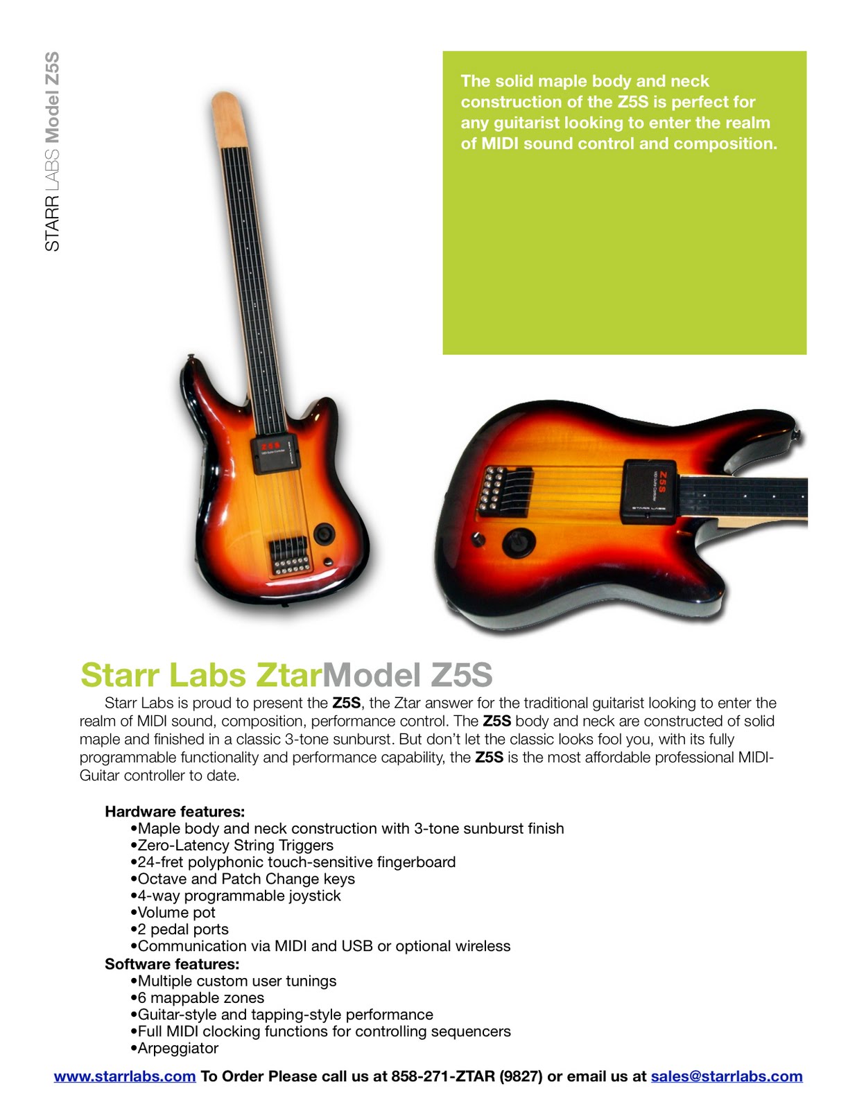 MATRIXSYNTH: Starr Labs 2010 Ztar MIDI Guitar Controllers