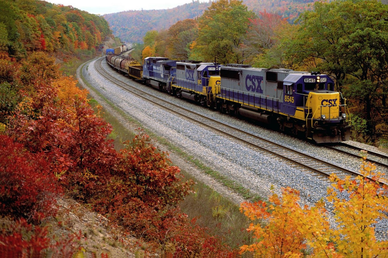 Train Wallpapers: Freight Train With Double Rail