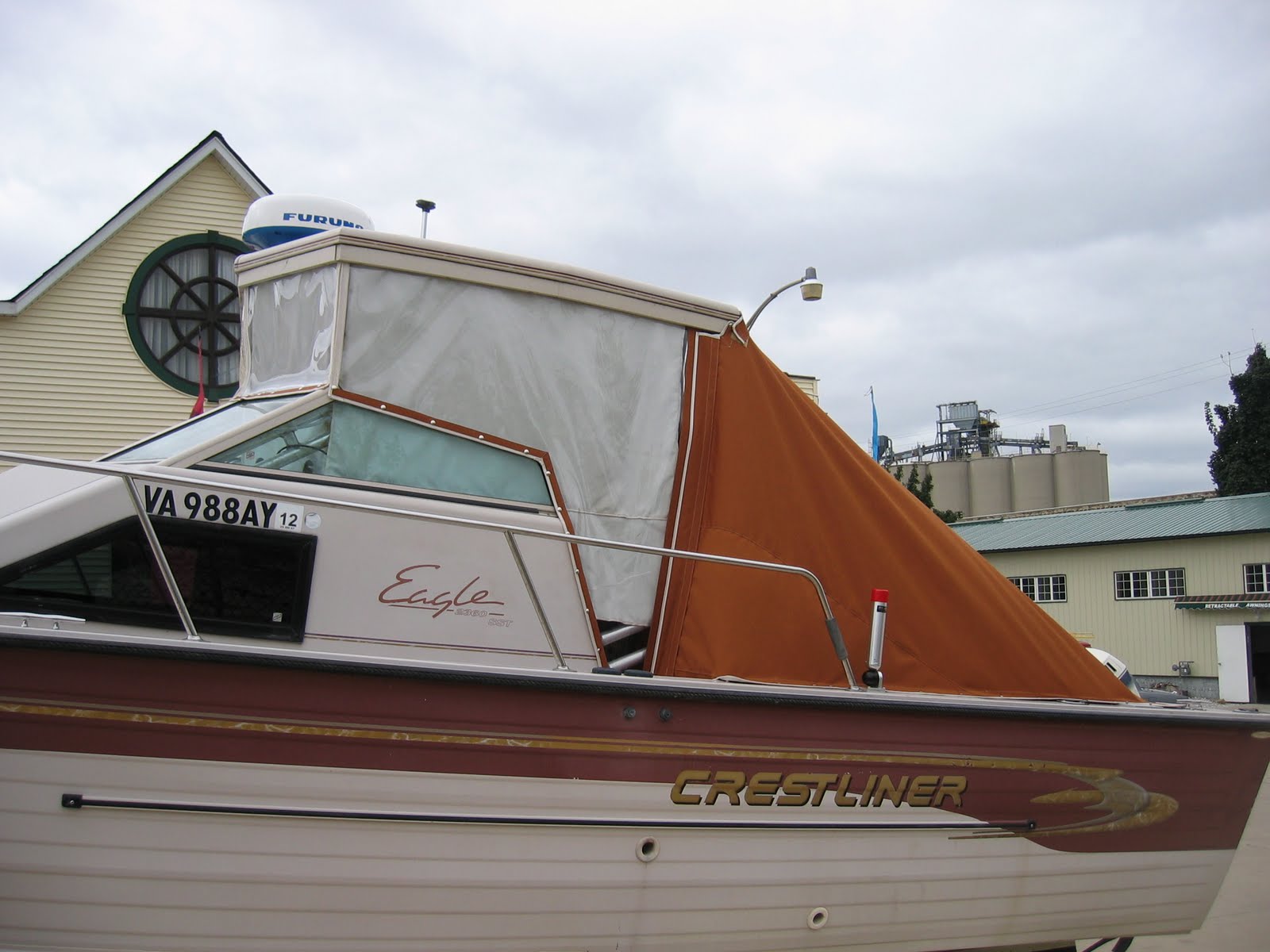 Homestyle Custom Upholstery and Awning: Orange Boat Cover and Privacy ...