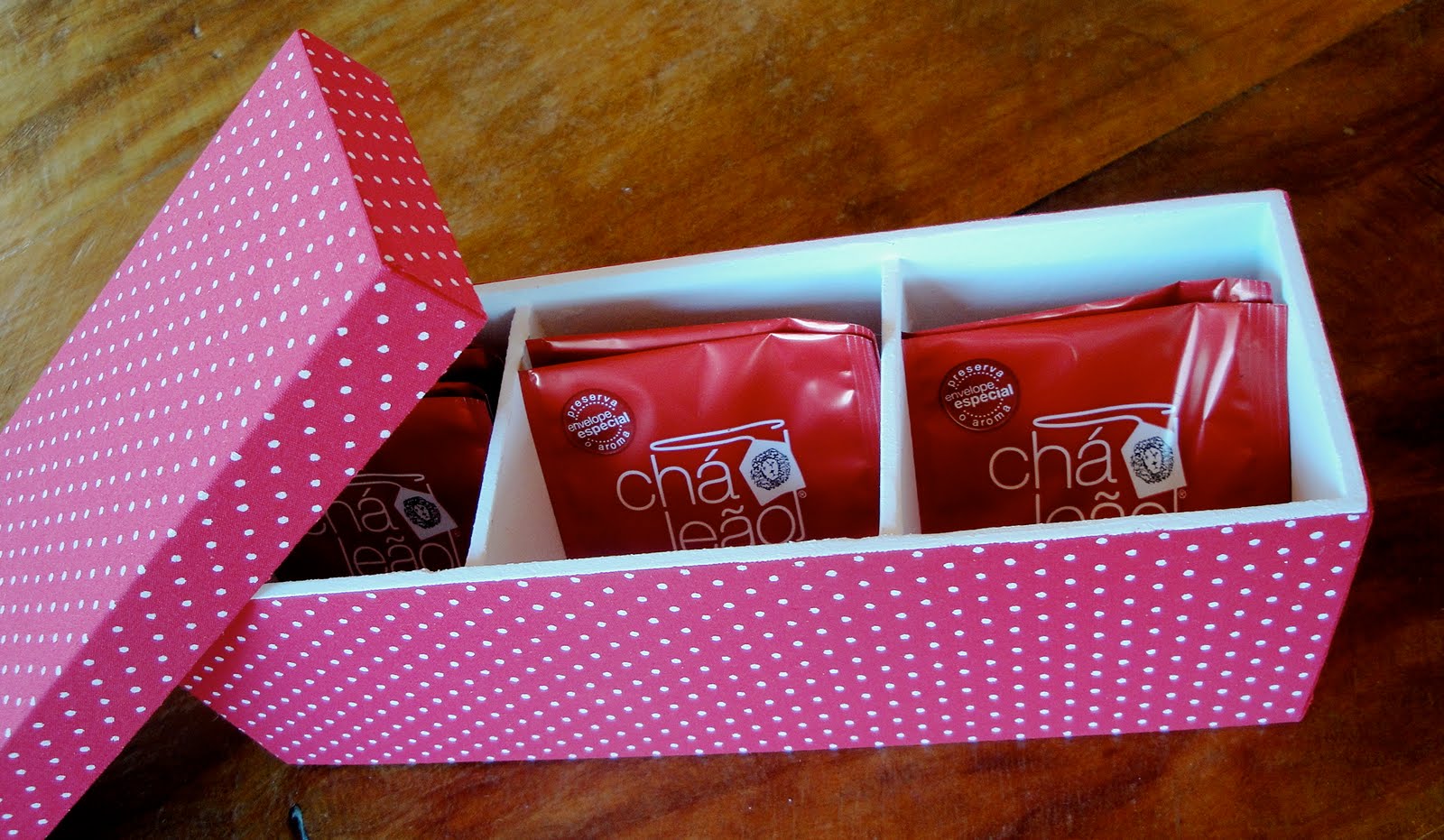 Arte na Caixa: Nova Caixa de Chá - Poa Vermelho