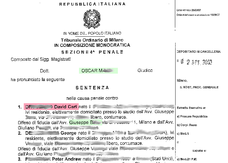 Il nome va prima del cognome: Sentenza di tribunale
