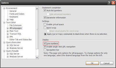 sql solace: Enabling Line Numbers in Management Studio 2008