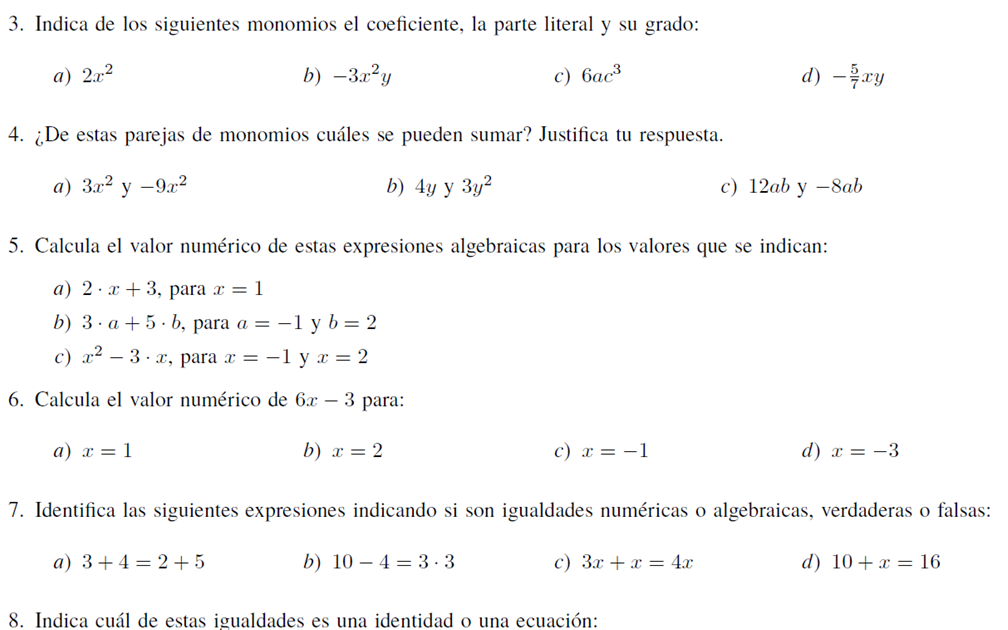 LAS MATEMÁTICAS DE 2º ESO: ACTIVIDADES PARA REPASAR ÁLGEBRA (TEMAS 5 T ...