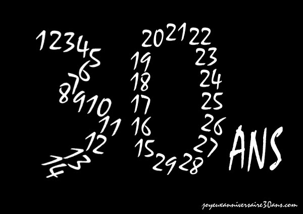 Joyeux Anniversaire 30 Ans: Carte : 30 ans en chiffres