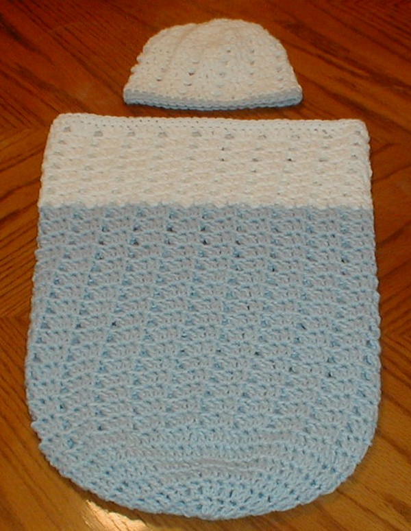 Karens Crocheted Garden of Colors: 2 Cuddle Sack with Matching Hats
