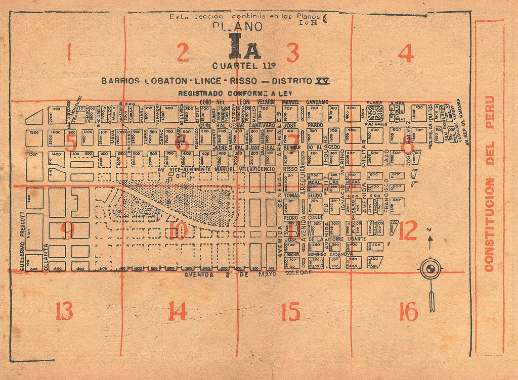 Planos de calles de 1939 de Lima y Callao en el Perú: Distrito de Lince