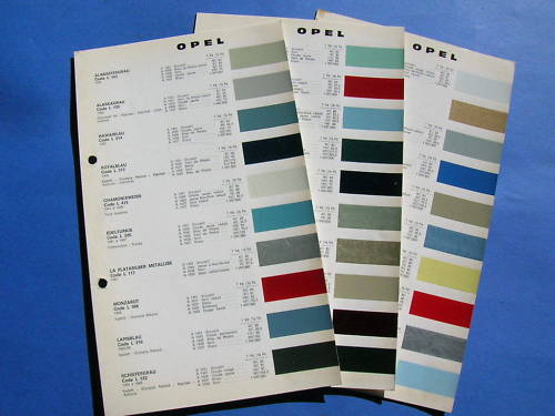 Opel Rekord A & B: ebay: Farbkarten Colour Charts OPEL