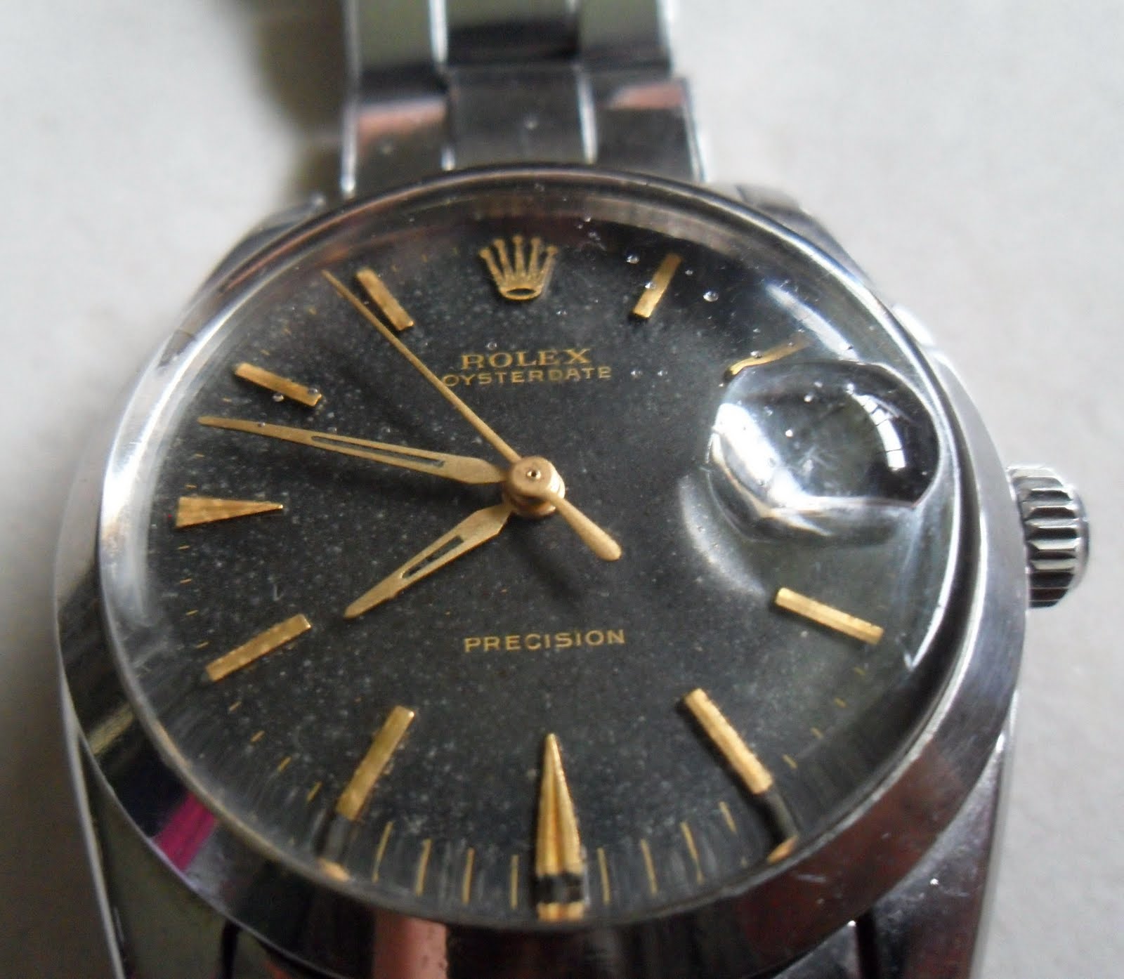 koleksijampecks: Jam Rolex Precision Black Dial Diamond Shape Hands and ...