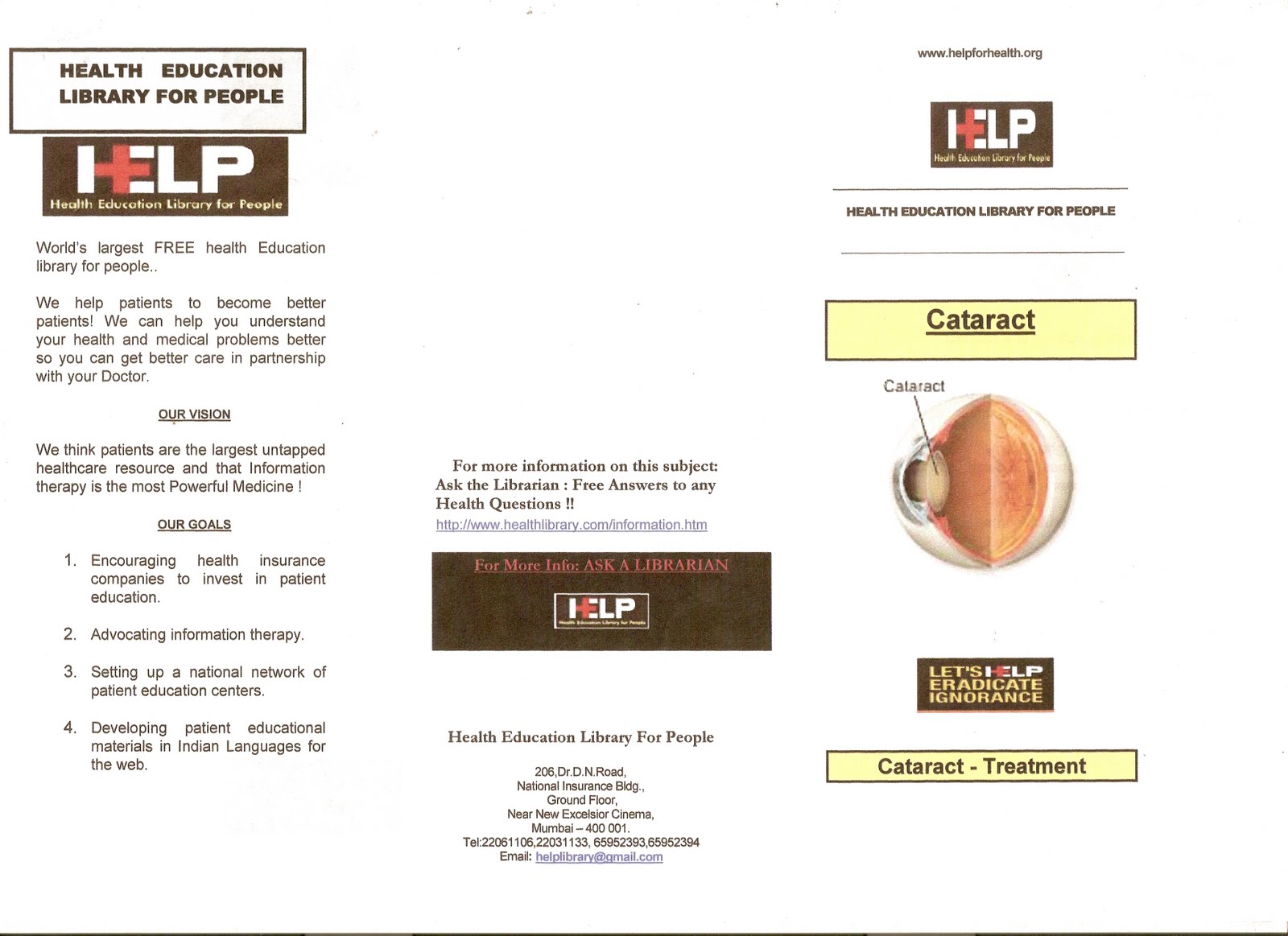 Health Information Guide- HELP: Cataract Pamphlet