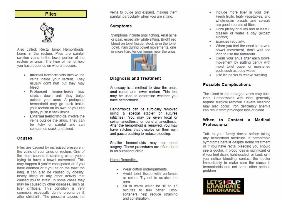 Health Information Guide- HELP: Health Pamphlet - Piles