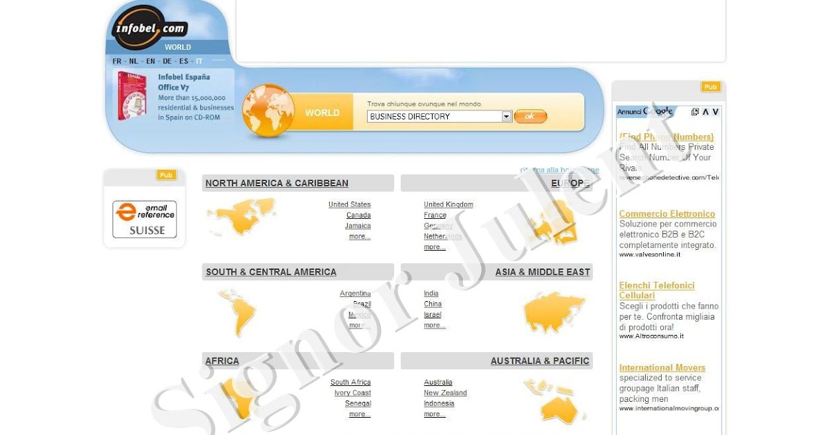 Infobel.com - Trovare qualsiasi Numero Telefonico : Signor Julent