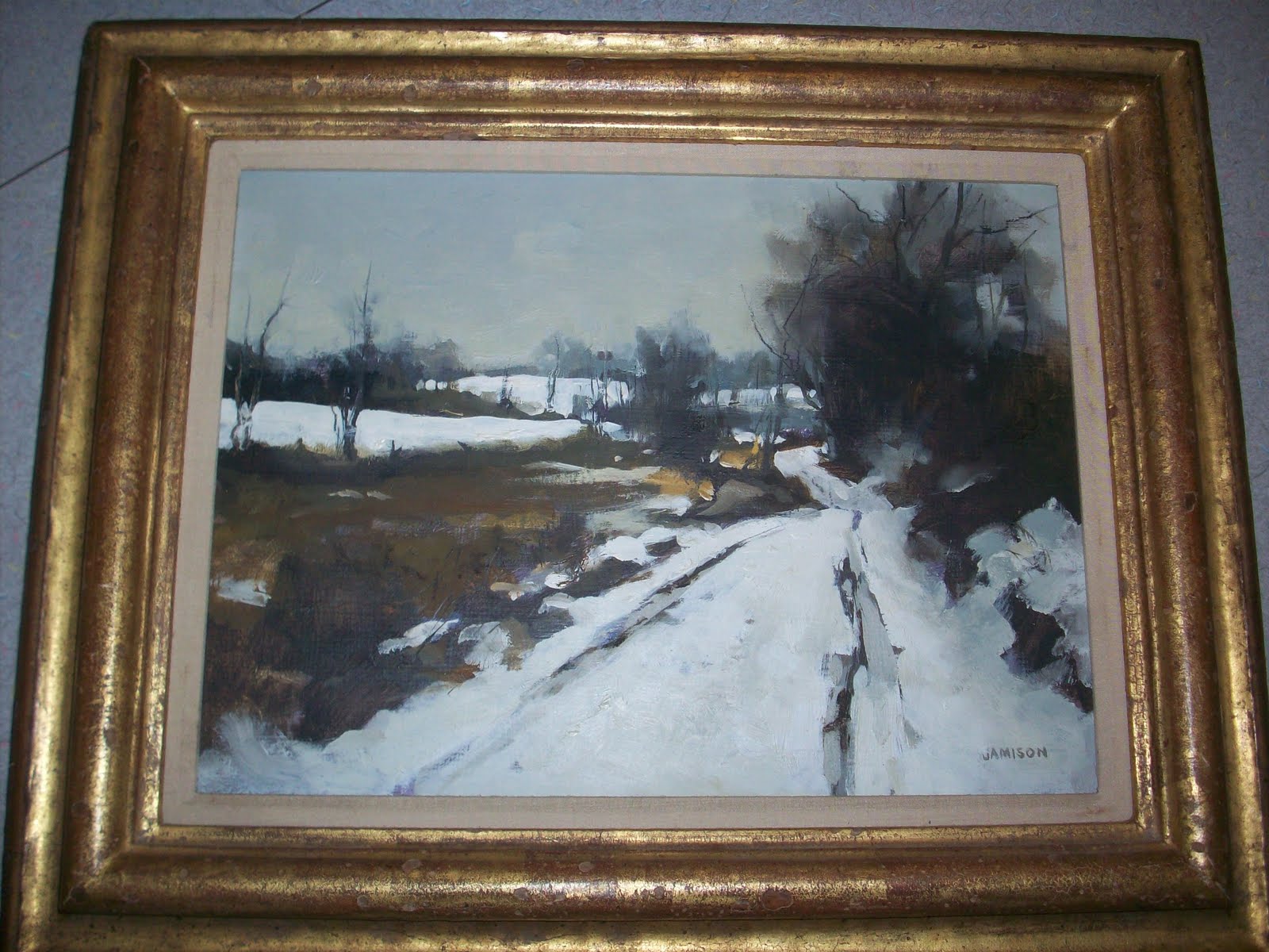 Original Oil Painting For Sale: Philip Jamison Oil On Board Winter Road ...