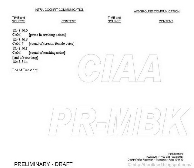 B O O T L E A D: Transcript of Cockpit Voice Recorder from Flight 3054 ...