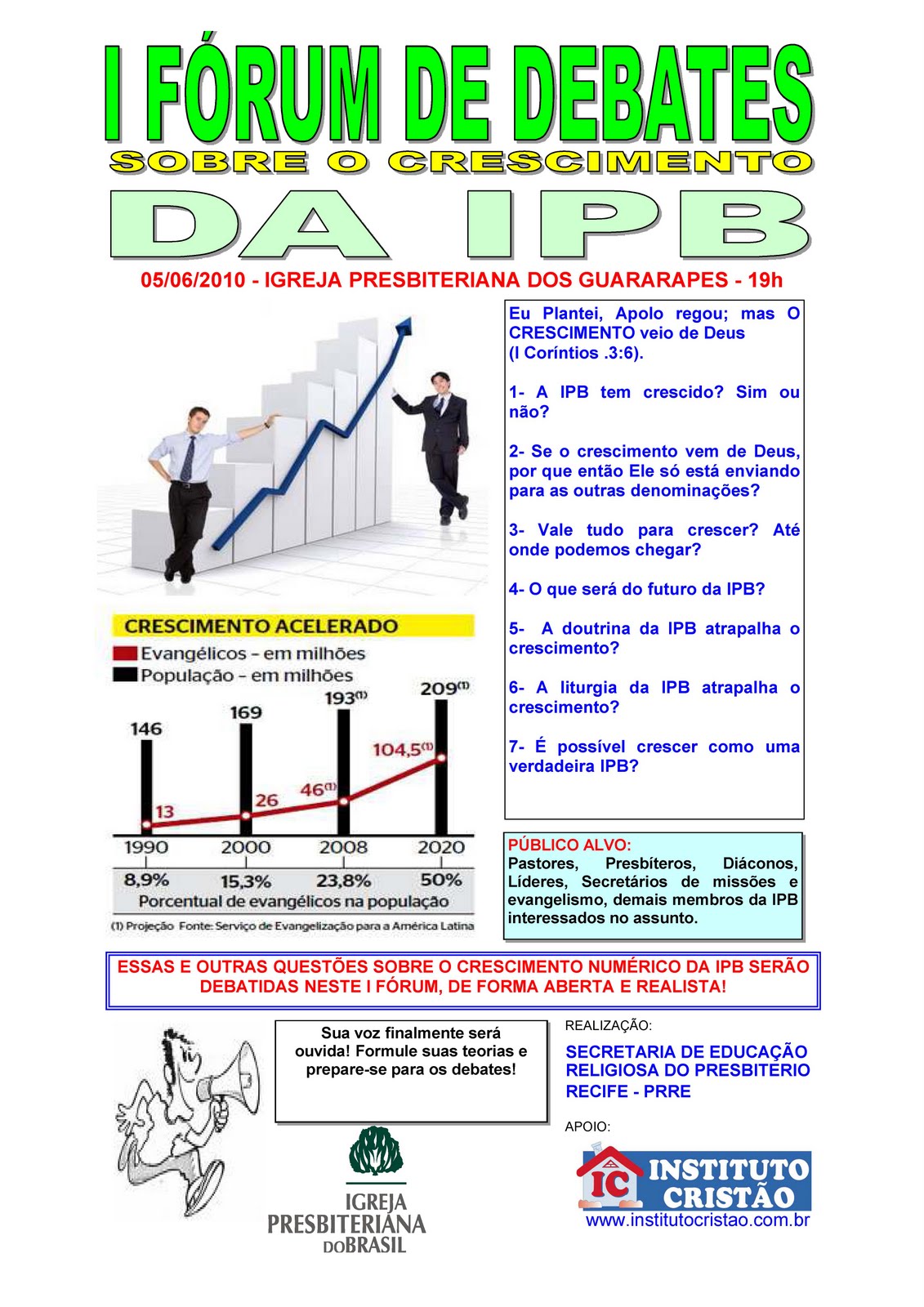Eis nosso Tempo!: I FÓRUM DE DEBATES SOBRE CRESCIMENTO DA IPB