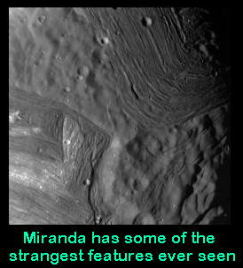 Space: Moon miranda of planet Uranus