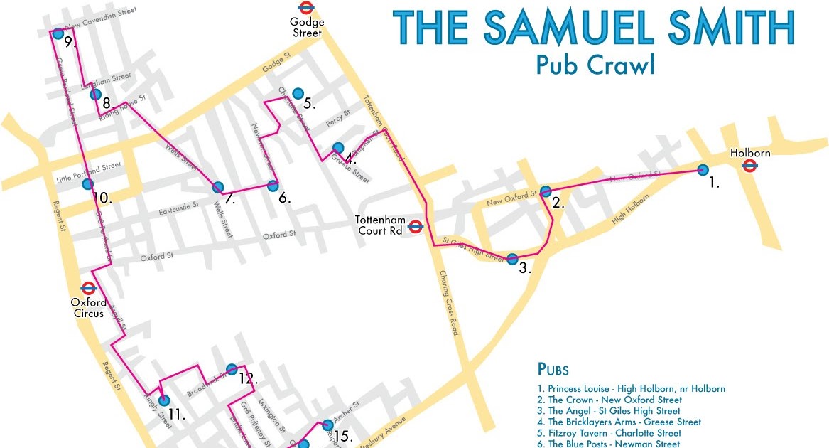 Beer and tic-tacs: The map for the Samuel Smith Pub Crawl