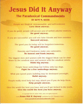 Blaze: Jesus Did It Anyway - The Paradoxical Commandments - by Kent M ...