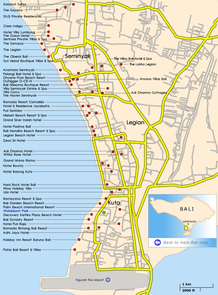 Legian Bali Map and Hotels Map | Bali Weather Forecast and Bali Map Info