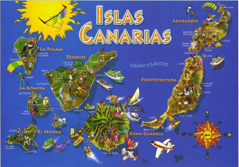 POSTCARD EXCHANGE: SPAIN - Canary Islands map