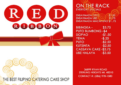 The Home of Mocha Cakes and Filipino specialties: RED RIBBON MENU LIST